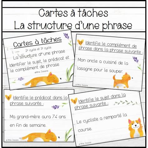 Cartes à tâches sujet prédicat complément phrase