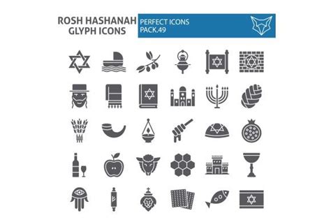 Rosh Hashanah Glyph Icon Set Graphic By Fox Design Creative Fabrica
