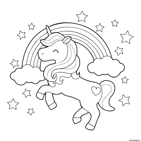 Coloriage Licorne Magique Arc En Ciel Et Etoiles Dessin Licorne Imprimer