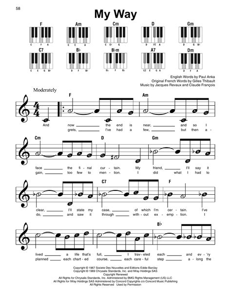 My Way por Frank Sinatra Partituras para Piano Súper Fácil en Sheet
