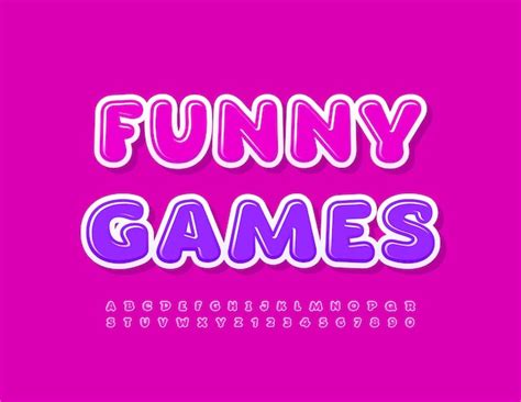 Vector Logo Feliz Juegos Divertidos Fuente Brillante Moderna Conjunto