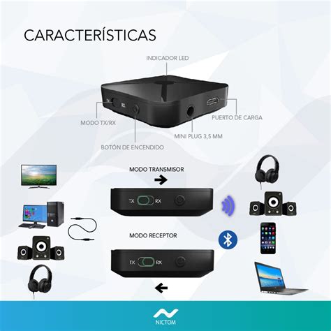 Emisor Transmisor Receptor Bluetooth Audio Tv Smart 2 En 1 NICTOM
