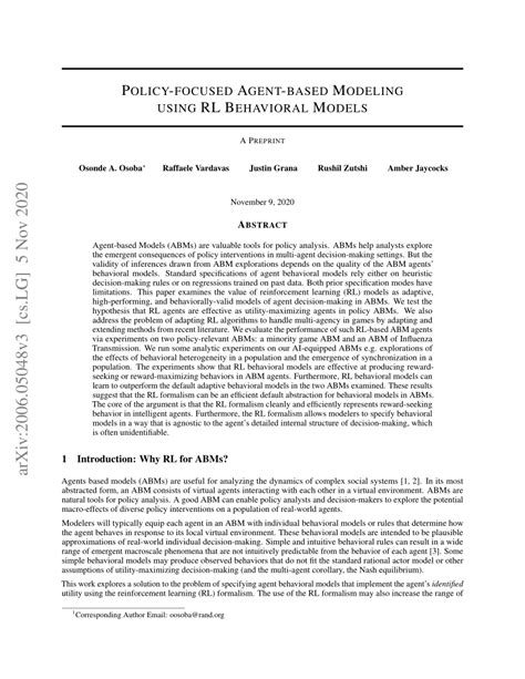 pdf policy focused agent based modeling using rl behavioral models