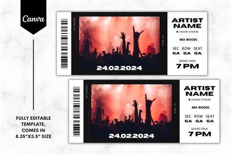 Custom Concert Ticket Canva Template Graphic By Sundiva Design