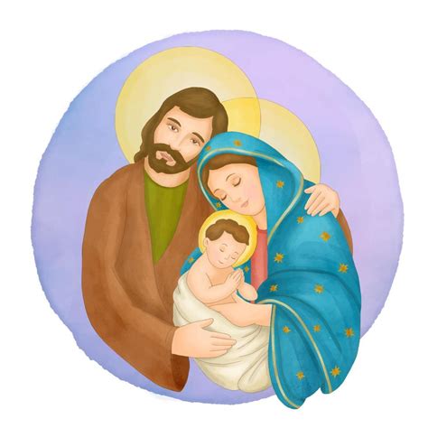 ilustración de la natividad de navidad con maría y josé abrazando al