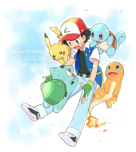 Pikachu Ash Ketchum Bulbasaur Squirtle And Charmander Pokemon And
