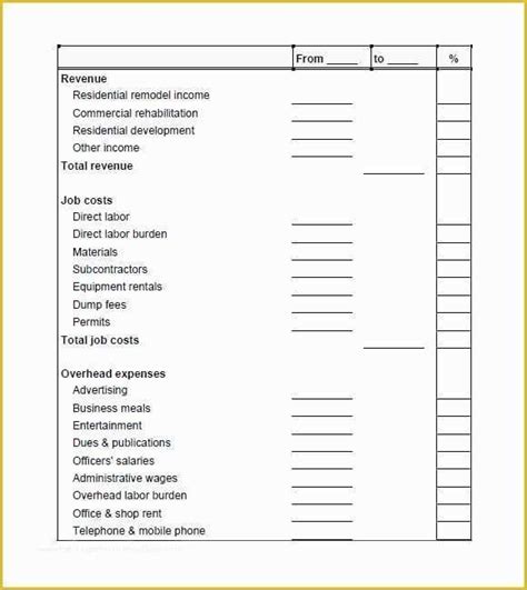 Profit And Loss Template Pdf