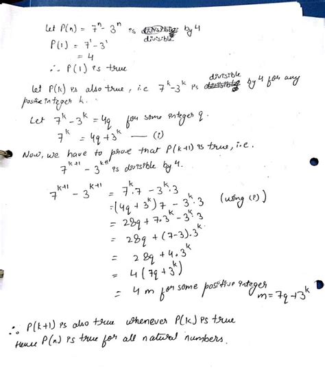 using pmi prove that for any positive integer n 7 n 3 n is divisible by 4 maths