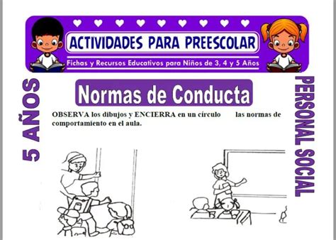 Normas De Conducta Para Ni Os De A Os Actividad Preescolar