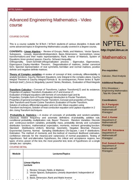 engineering mathematics syllabus pdf matrix mathematics eigenvalues and eigenvectors