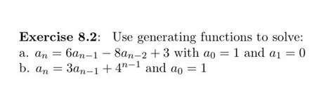 solved exercise 8 2 use generating functions to solve a