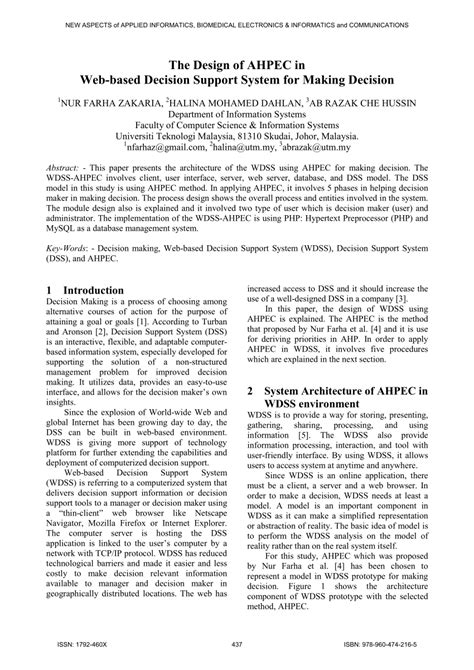 pdf the design of ahpec in web based decision support system for making decision