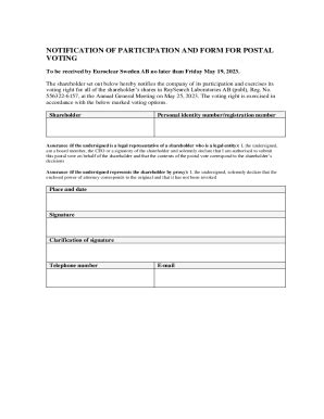 Fillable Online Notification Of Participation And Form For Postal