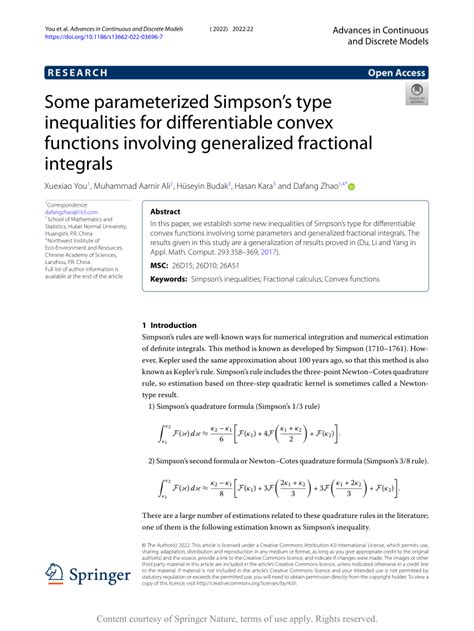 pdf some parameterized simpson s type inequalities for differentiable convex functions