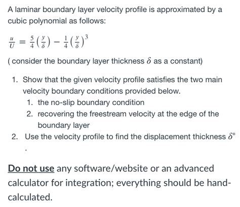 solved a laminar boundary layer velocity profile is