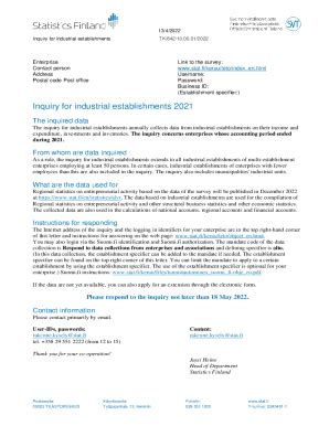 Fillable Online Inquiry For Industrial Establishments Fax Email Print
