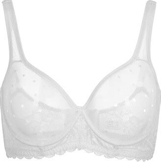 Pushlus Mesh See Through Unlined Sheer Bra Full Coverage Lace Bralette