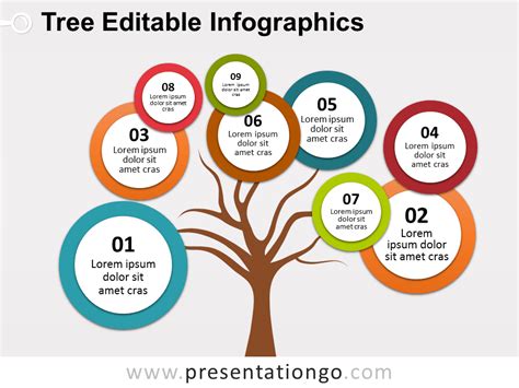 Free Bubbles Tree Diagram For PowerPoint Tree Trunk With Colored