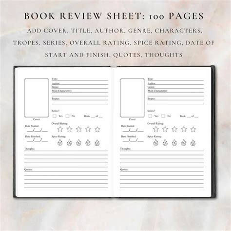 Reading Journal Book Review Booktok Journal Reading Planner Reading
