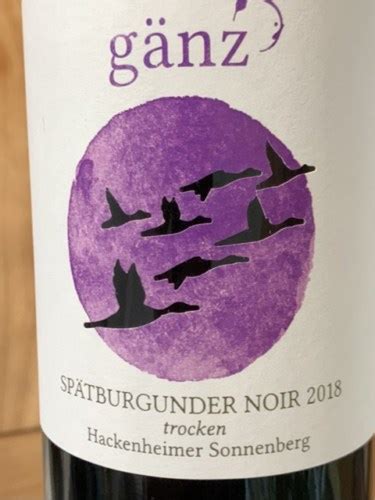 Gänz Hackenheimer Sonnenberg Spätburgunder Noir Trocken Vivino US