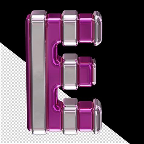 S Mbolo Roxo Tiras De Prata Verticais Letra E Psd Premium