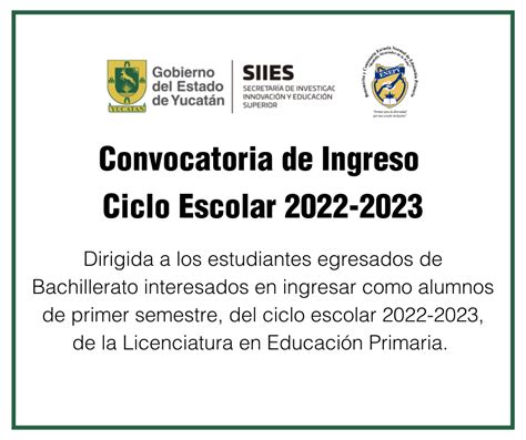 Convocatoria De Ingreso Ciclo Escolar 2022 2023 Escuela Normal