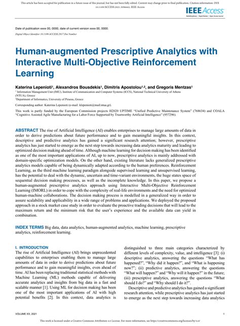 pdf human augmented prescriptive analytics with interactive multi objective reinforcement learning