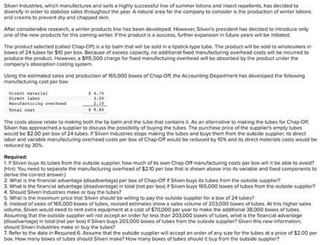 Solved Silven Industries Which Manufactures And Sells A Chegg