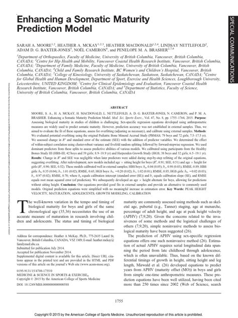 enhancing a somatic maturity prediction model 25 pdf regression analysis errors and residuals