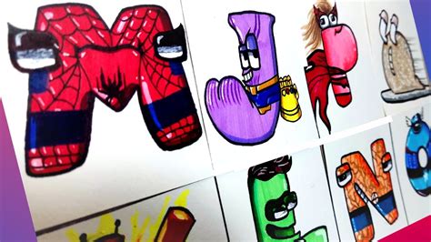 Dibujo ALPHABET LORE PERO SON SUPER HEROES 2 JKLMNOPQ Alfabeto Lore