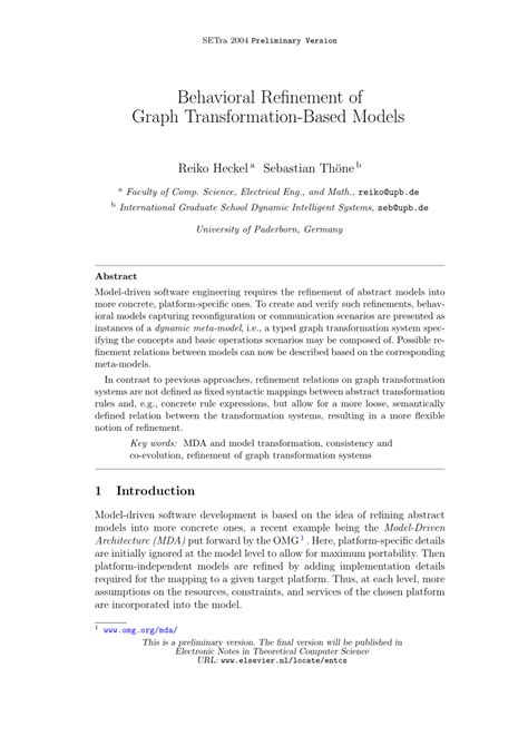 pdf behavioral refinement of graph transformation based models