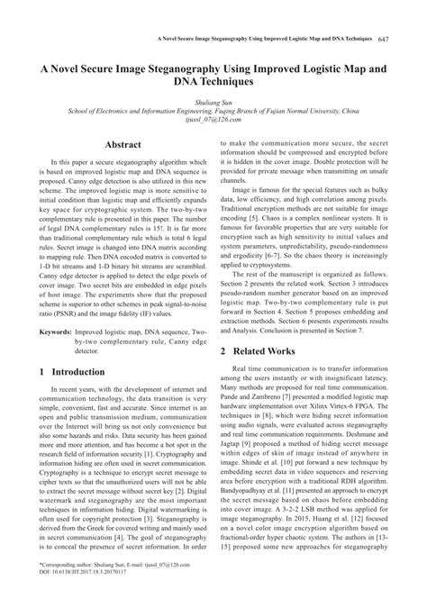pdf a novel secure image steganography using improved logistic map and dna techniques