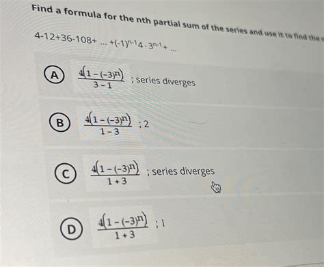 solved find a formula for the nth partial sum of the series