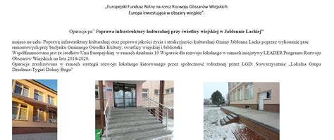 Poprawa infrastruktury kulturalnej przy świetlicy wiejskiej w Jabłonnie