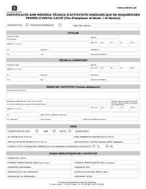 Fillable Online Andratx ACREDITACI T CNICA D ACTIVITATS INN CUES L Ha