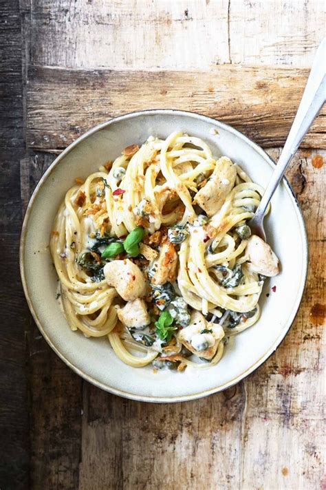 Creamy Lemon Parmesan Chicken Spaghetti Serving Dumplings