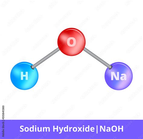Vector Ball And Stick Model Of Sodium Hydroxide Molecule Naoh Or Lye