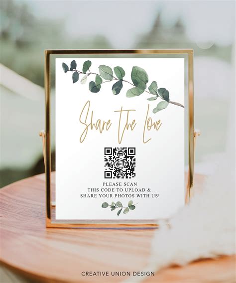 Share The Love Qr Code Scannable Wedding Sign Template Share Wedding