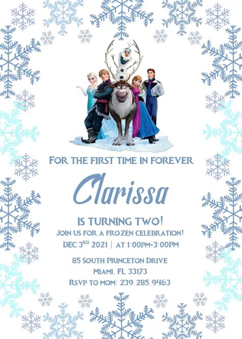 Frozen Invitation Templates Editable With Ms Word Free Printable