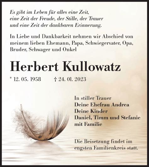 Traueranzeigen Von Herbert Kullowatz Lr Online Trauer De