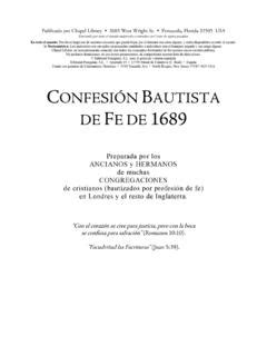 CONFESIÓN BAUTISTA DE FE DE 1689 confesi 211 n bautista de fe de