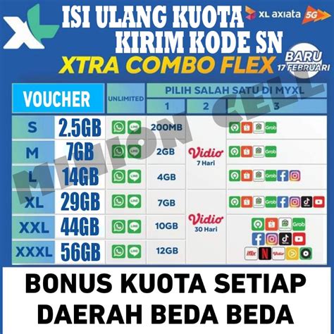 Jual Isi Ulang Inject Kuota Xl Extra Combo Flex Area Nasional