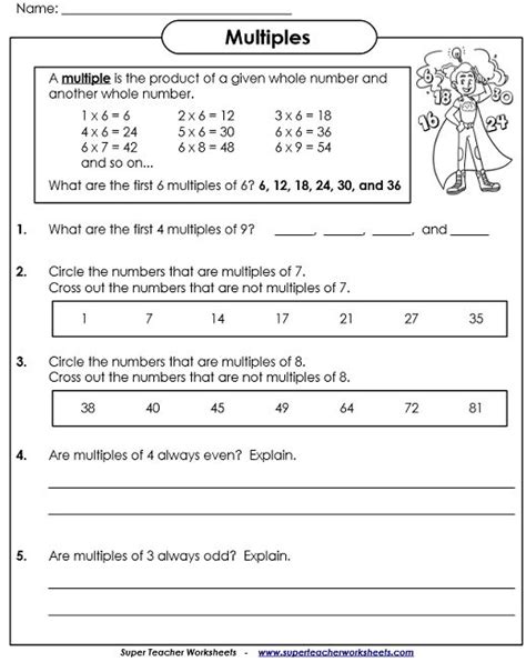 Factors And Multiples Free Worksheets