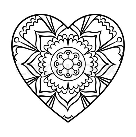 Dibujos de Mandala de Corazón Imprimible Gratis para Colorear para