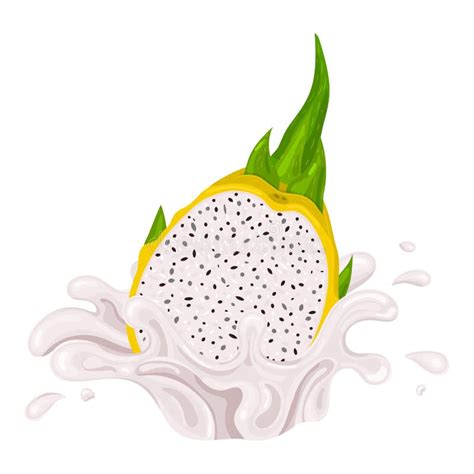 Jugo De Pitaya Fresco Amarillo Brillante Mitad Corte Jugo Salpicadura