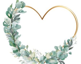 Eucalyptus And Gold Frame Clipart Wedding Invitation Clipart