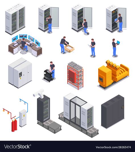 Data Center Isometric Set Royalty Free Vector Image