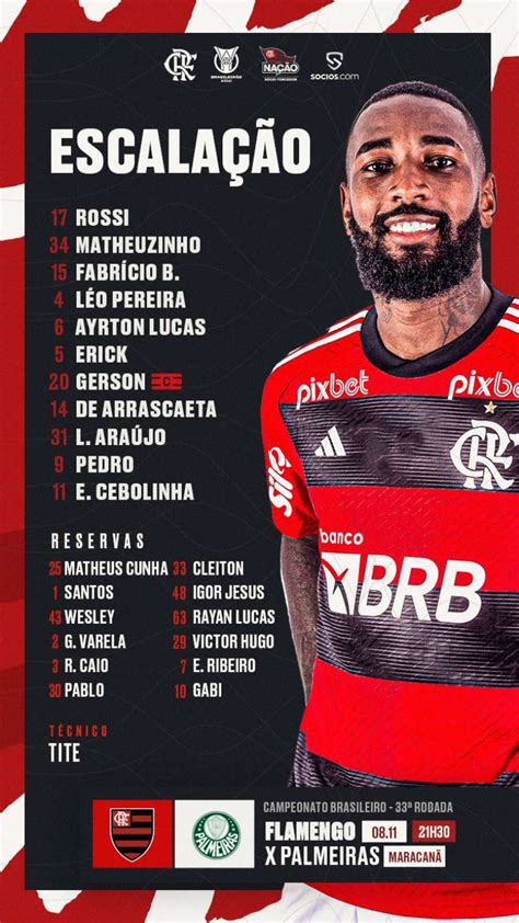 Saiu a escalação do Flamengo para o jogo o Palmeiras