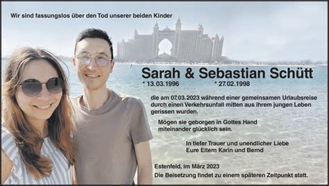 Wir sind fassungslos über den Tod unserer beiden Kinder Sarah Sebastian