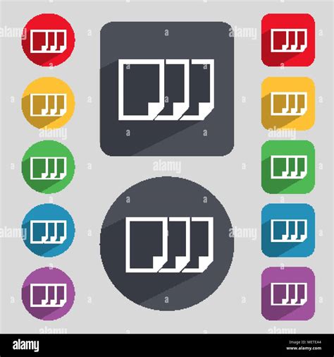 Copy File Sign Icon Duplicate Document Symbol Set Of Colored Buttons